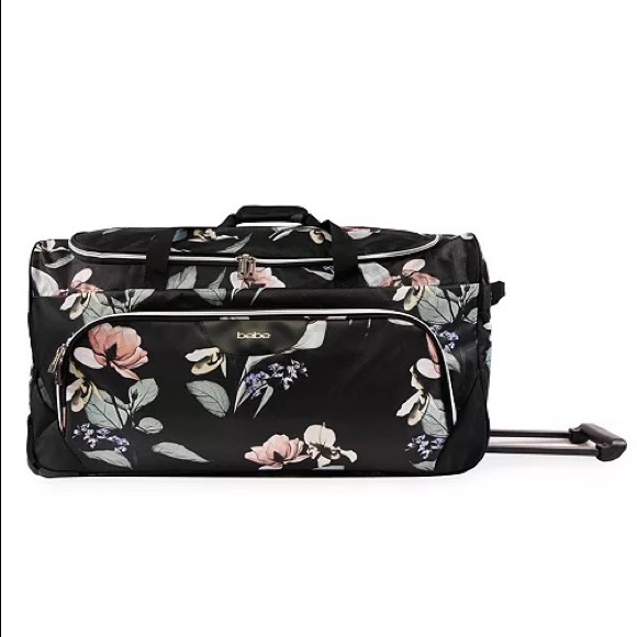 bebe | Bags | Bebe 3 Rolling Duffle Bag Floral Weekender Carryon ...